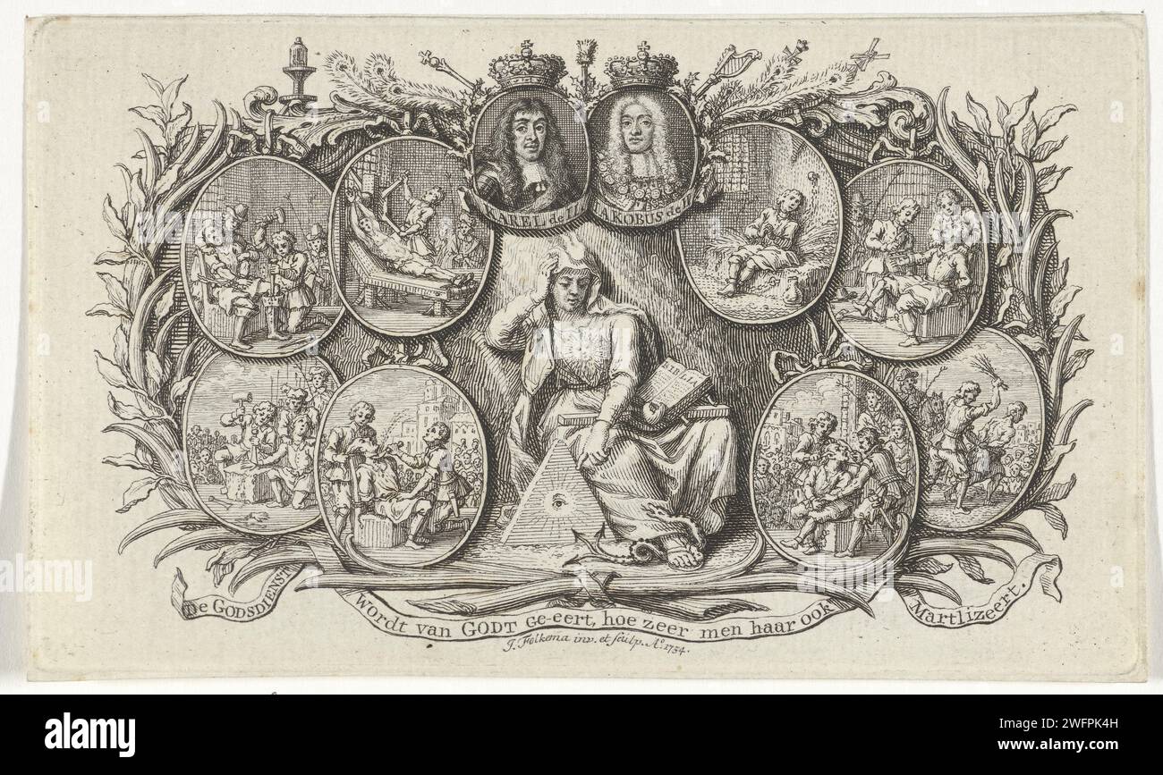 Allegory of Faith, Jacob Folkema, 1702 - 1767 print The personification of faith (fides) is on a ...