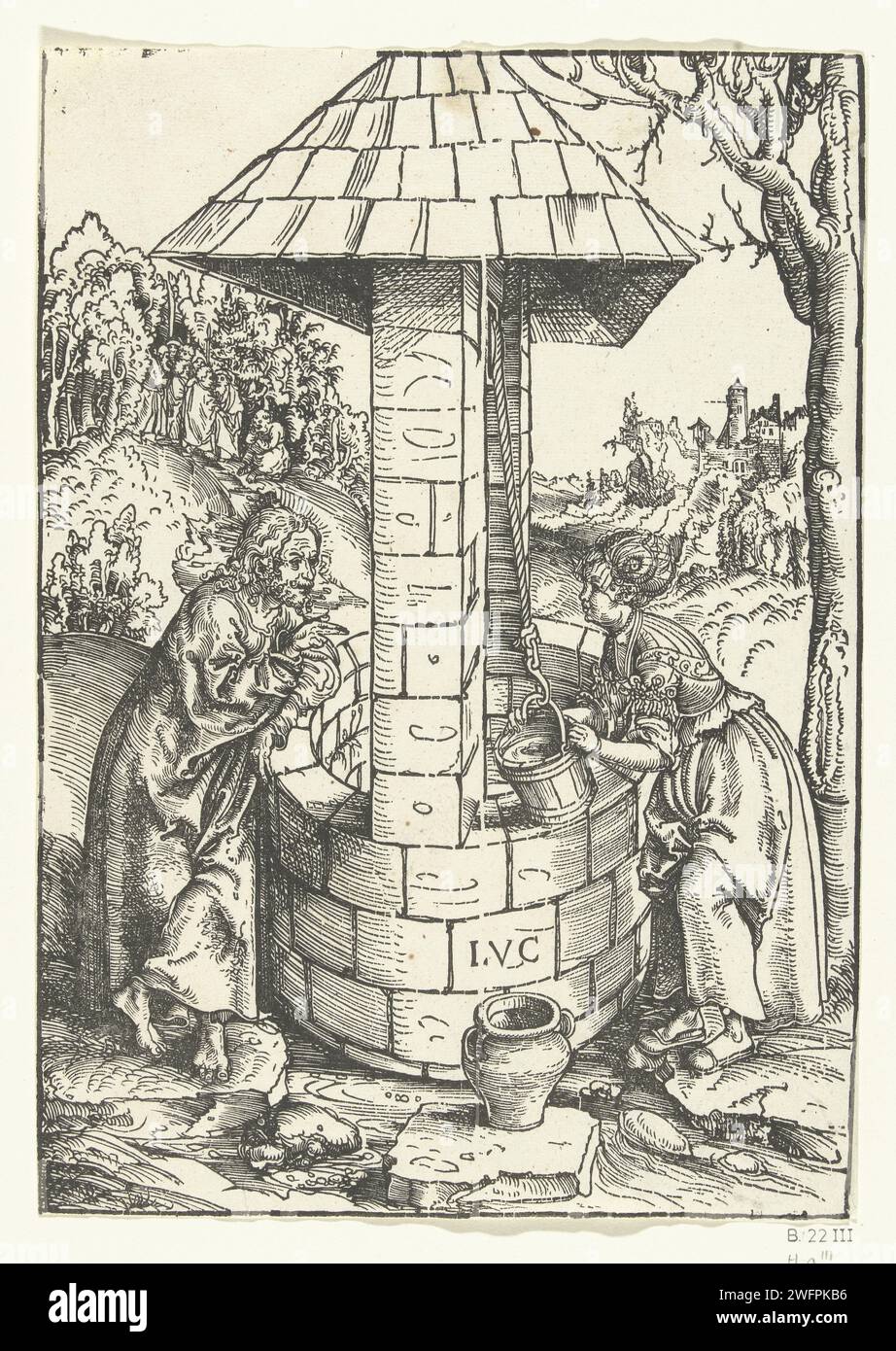 Christ and the Samaritan woman, Lucas Cranach (I), 1482 - 1553 print A ...