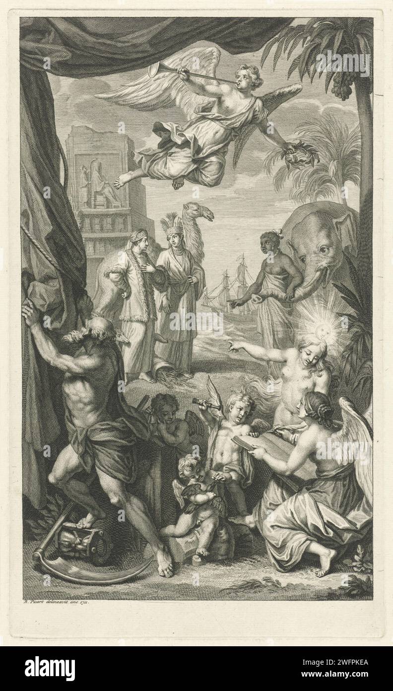 Allegorical title page Unveiled by father Time, Bernard Picart (workshop of), After Bernard ...