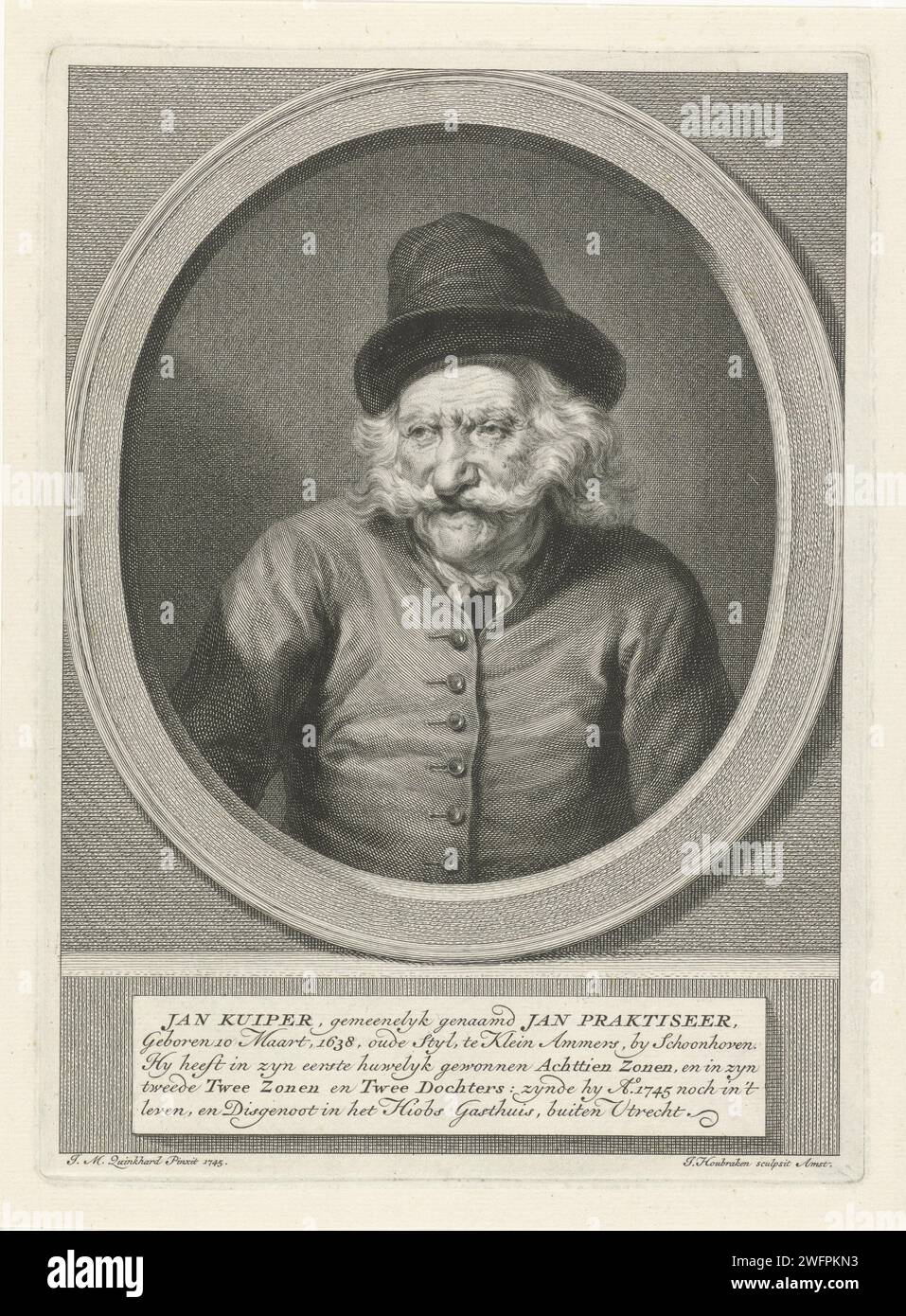 Portrait of Jan Kuiper, Jacob Houbraken, after Jan Maurits Quinkhard ...