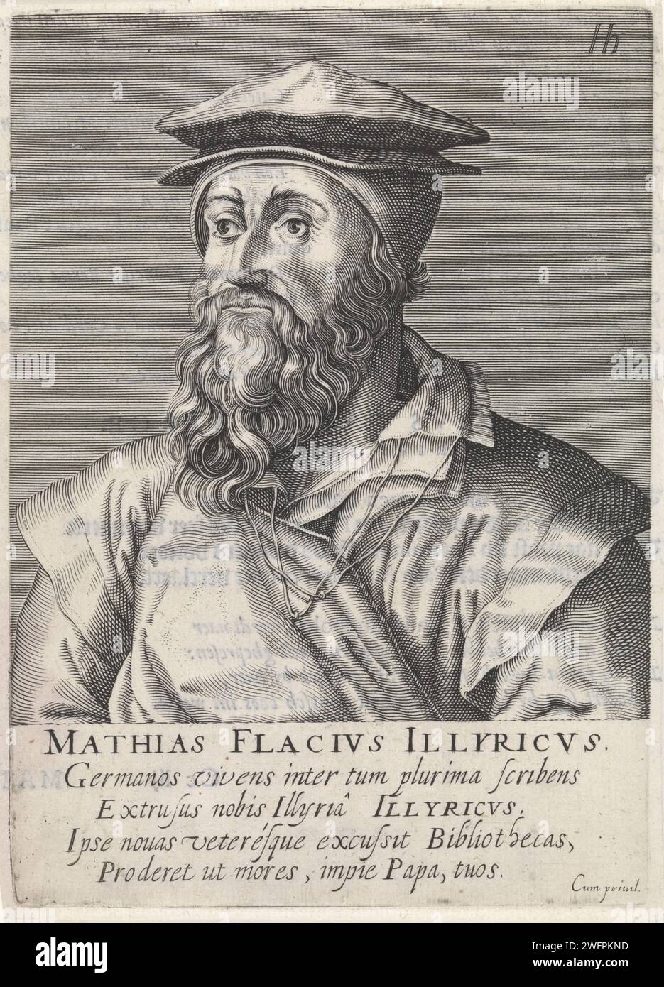 Portrait of Matthias Flacius, Hendrick Hondius (I), 1599 print Bust of ...