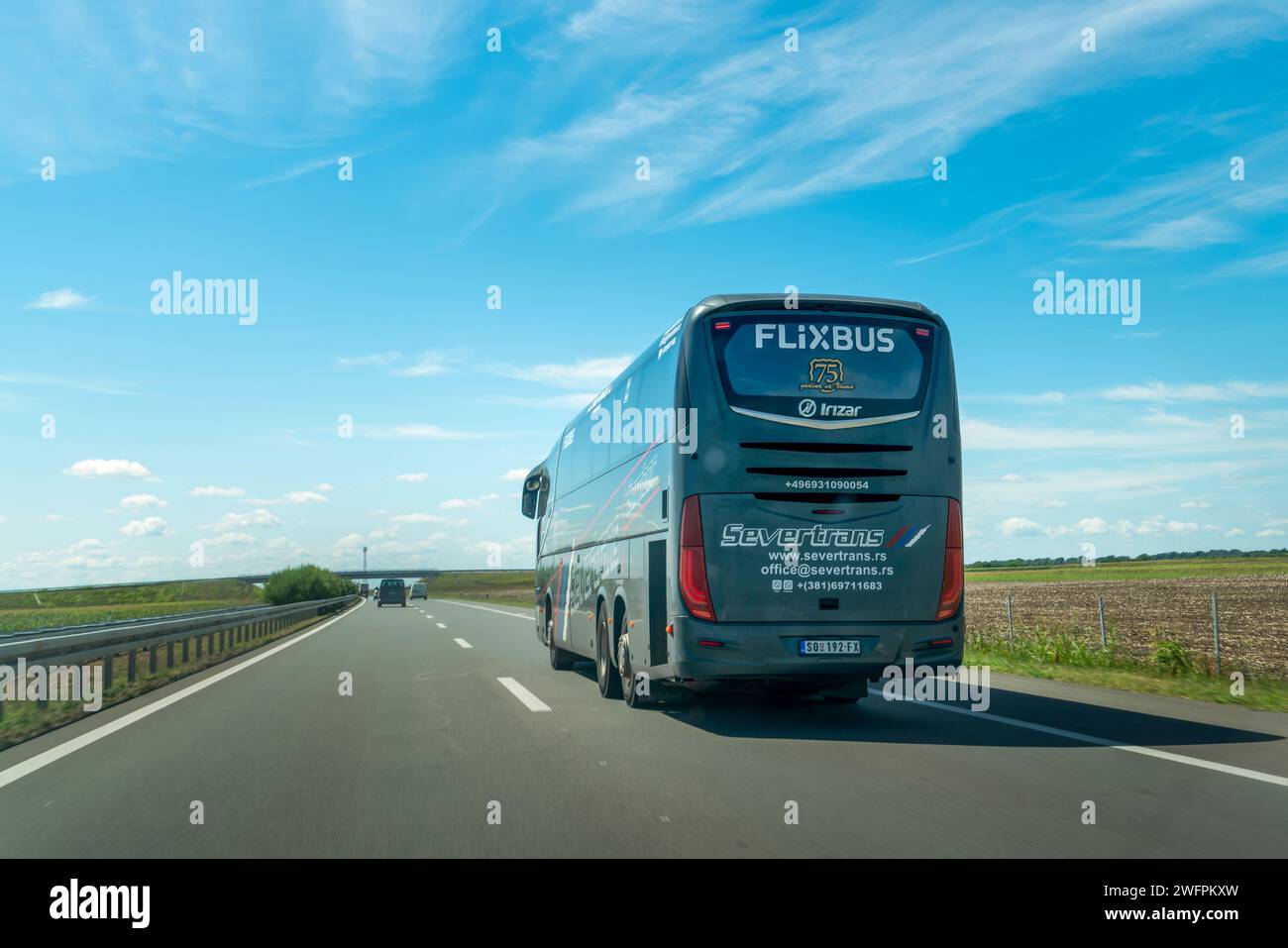 Belgrade, Serbia - August 02, 2023: Intercity bus driving through ...