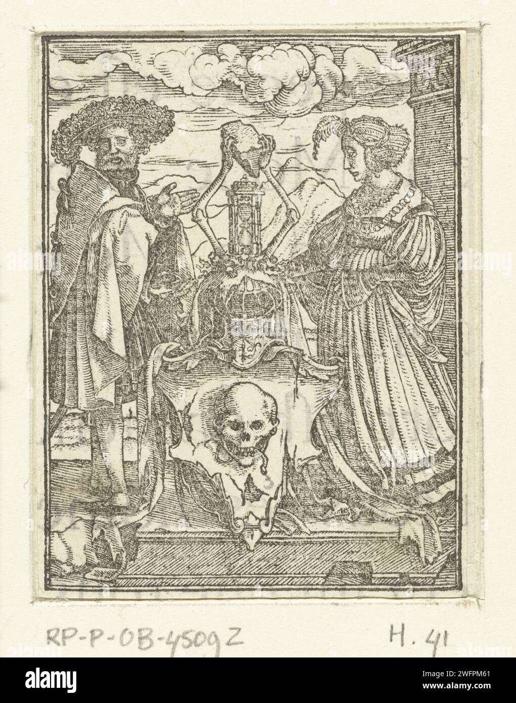 Coat of arms of death flanked by husband and wife, Hans Holbein (II ...