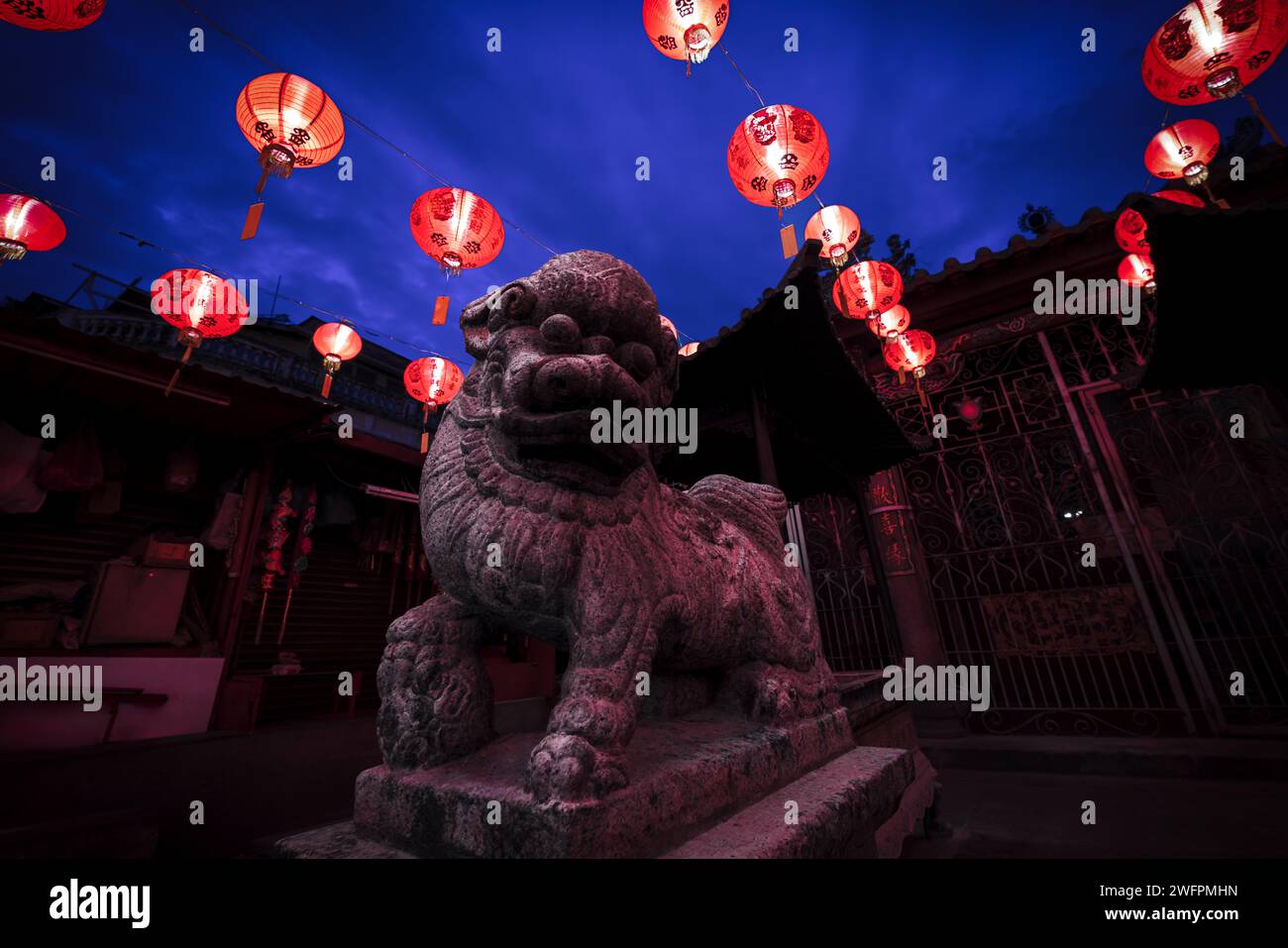 The Chinese Goddess of Mercy temple, Kuan Yin Teng,lion statue ...