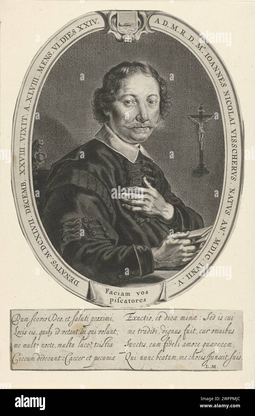 Portrait of Johannes Nicolaesz. Visscher, Theodor Matham, 1647 - 1676 ...