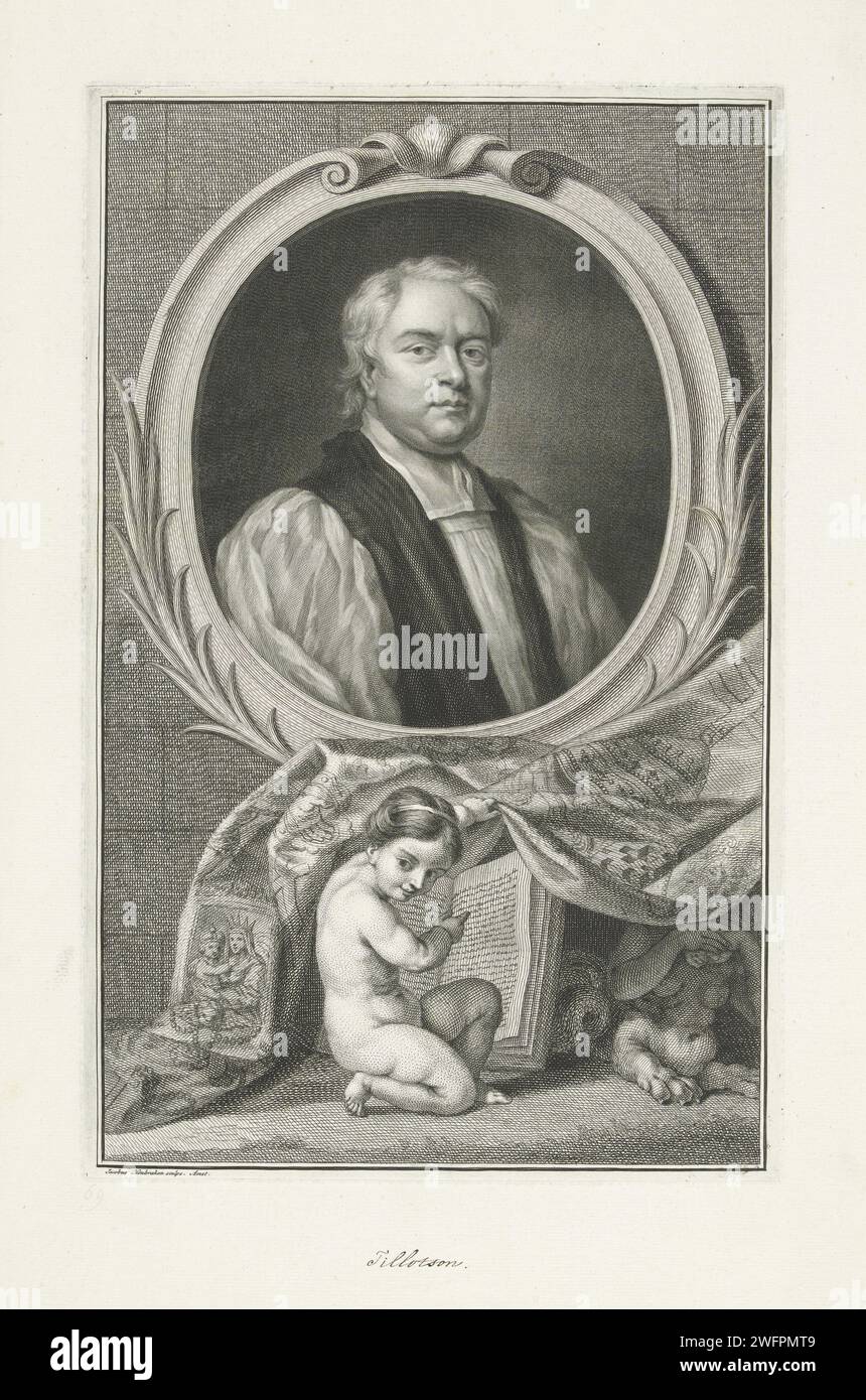 Portrait of John Tillotson, Jacob Houbraken, After Gottfried Kneller ...