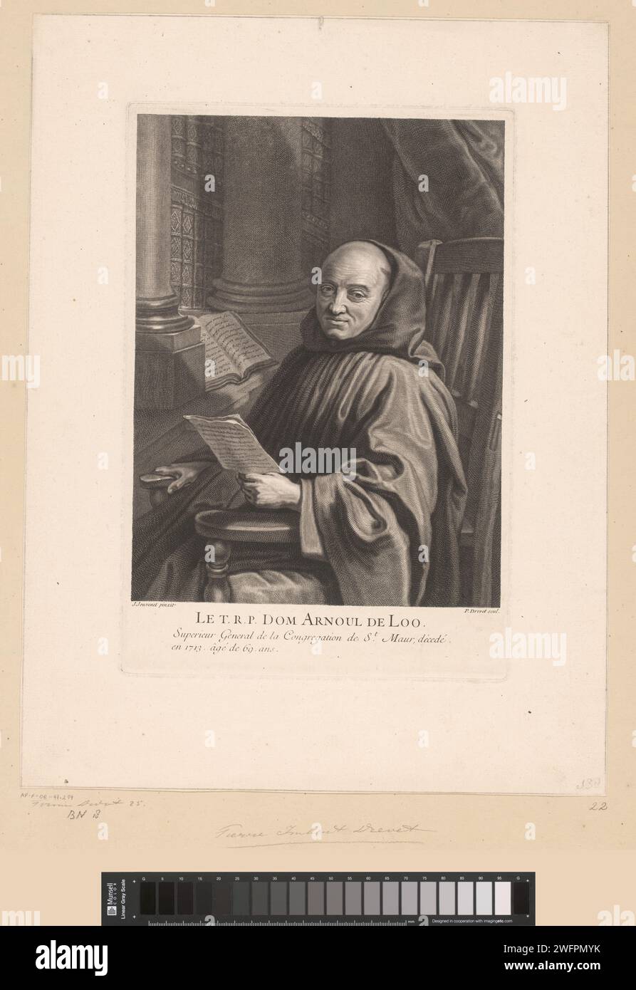 Portret van Arnoul de Loo, Pierre Imbert Drevet, after Jean Baptiste ...