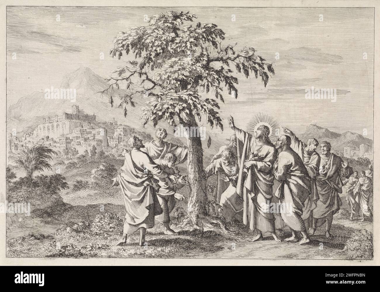 Christ and the sign of the fig tree, Jan Luyken, 1700 print Christ ...