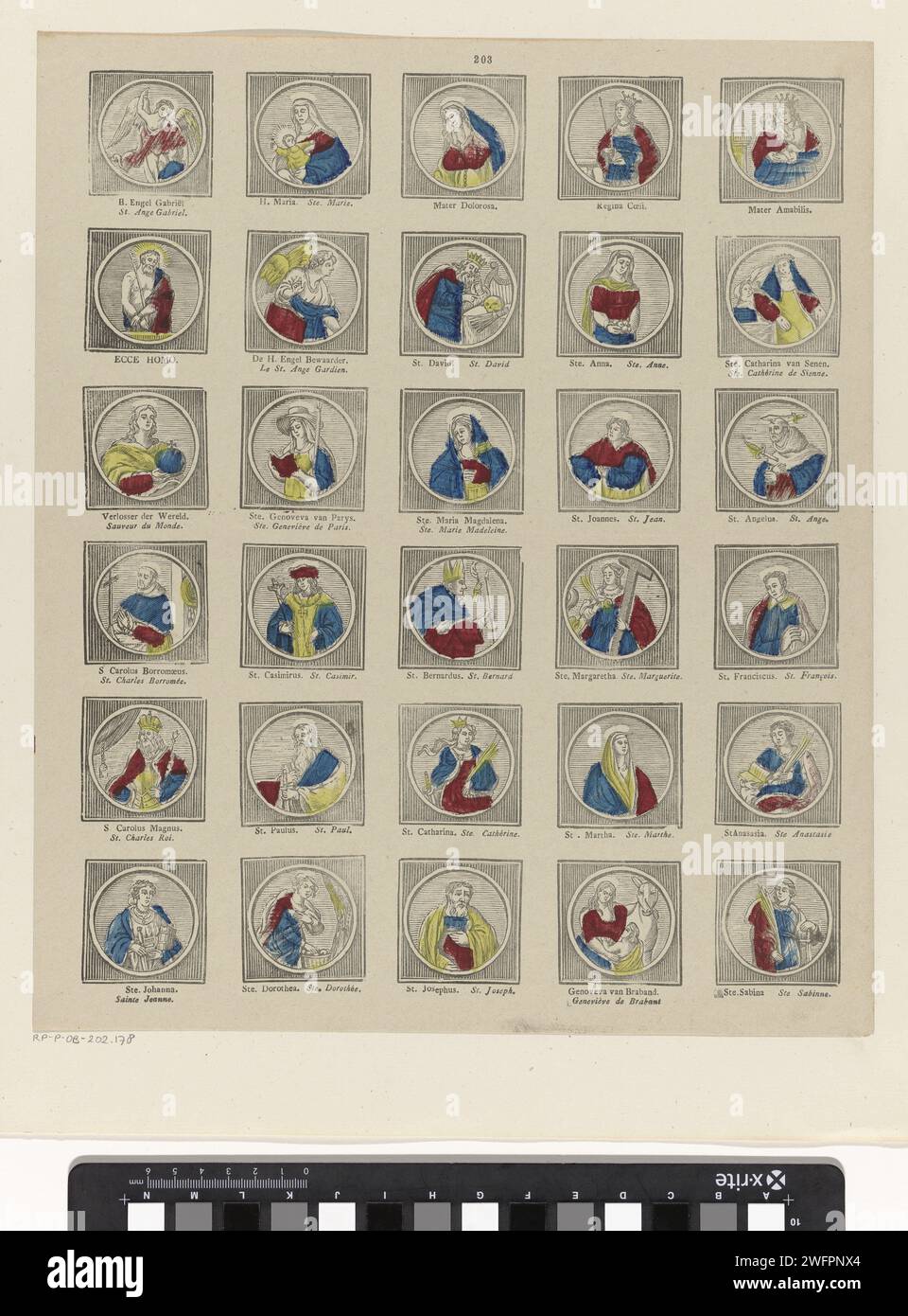 Saint, 1800 - 1833 print Leaf with 30 representations of saints ...