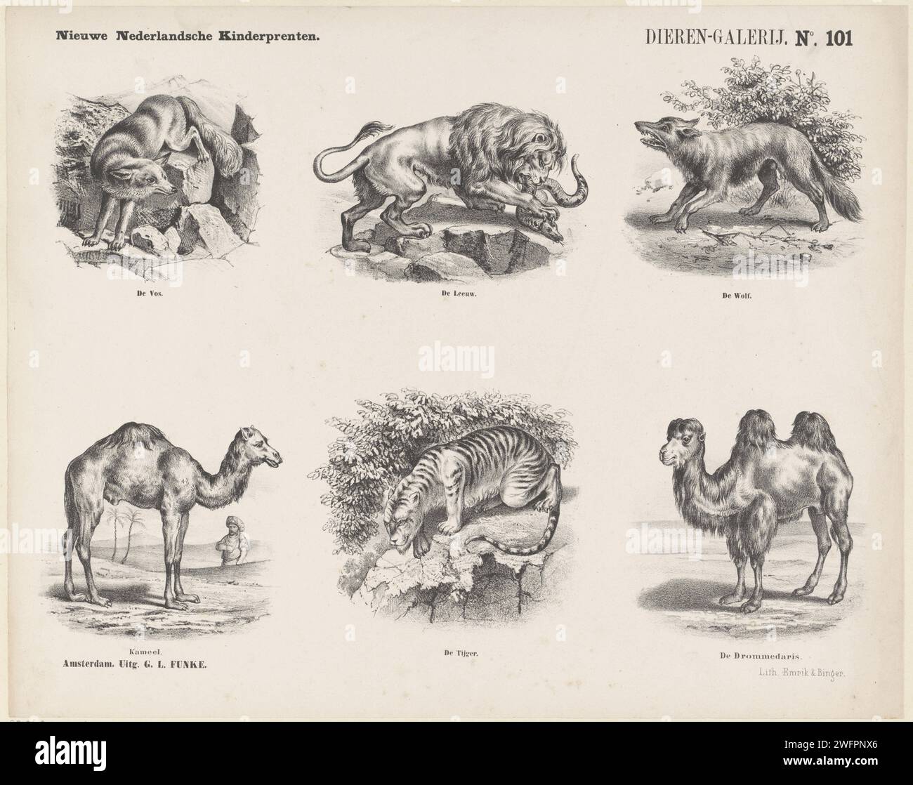 Animal Gallery, 1865 - 1875 print Leaf with 6 performances of animals ...