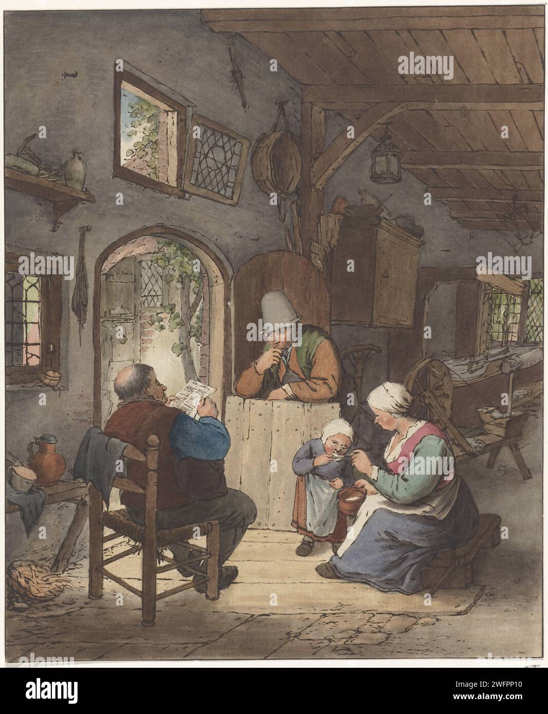 Newspaper reader in Interieur, Cornelis Ploos van Amstel, After Adriaen ...