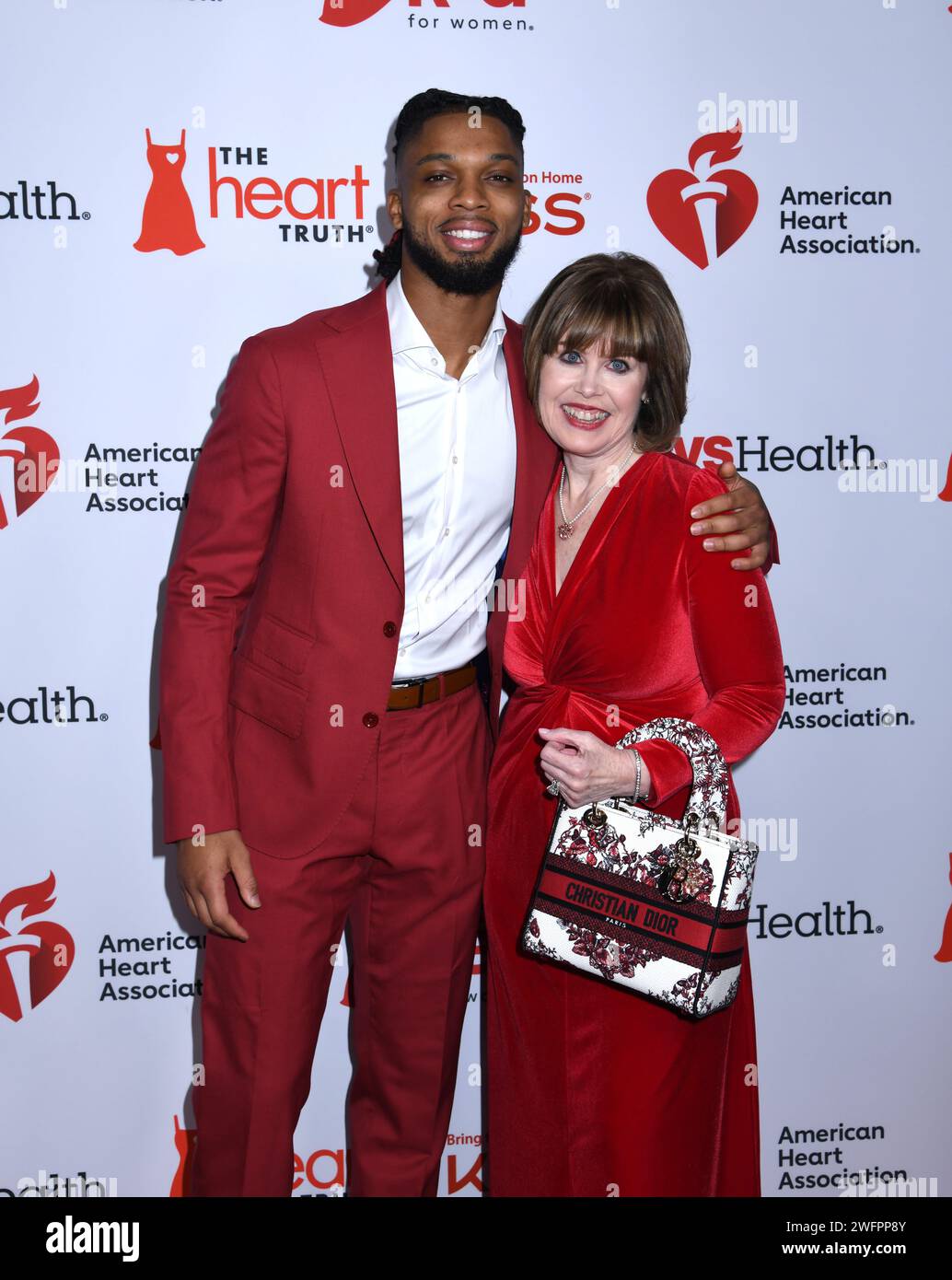 January 31, 2024, New York, New York, USA: Damar Hamlin and Nancy Brown attend the American ...