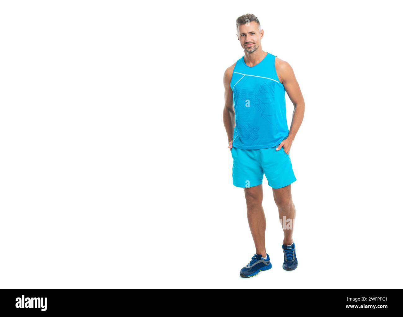 sport athlete with fit body isolated white, copy space. Sport and ...