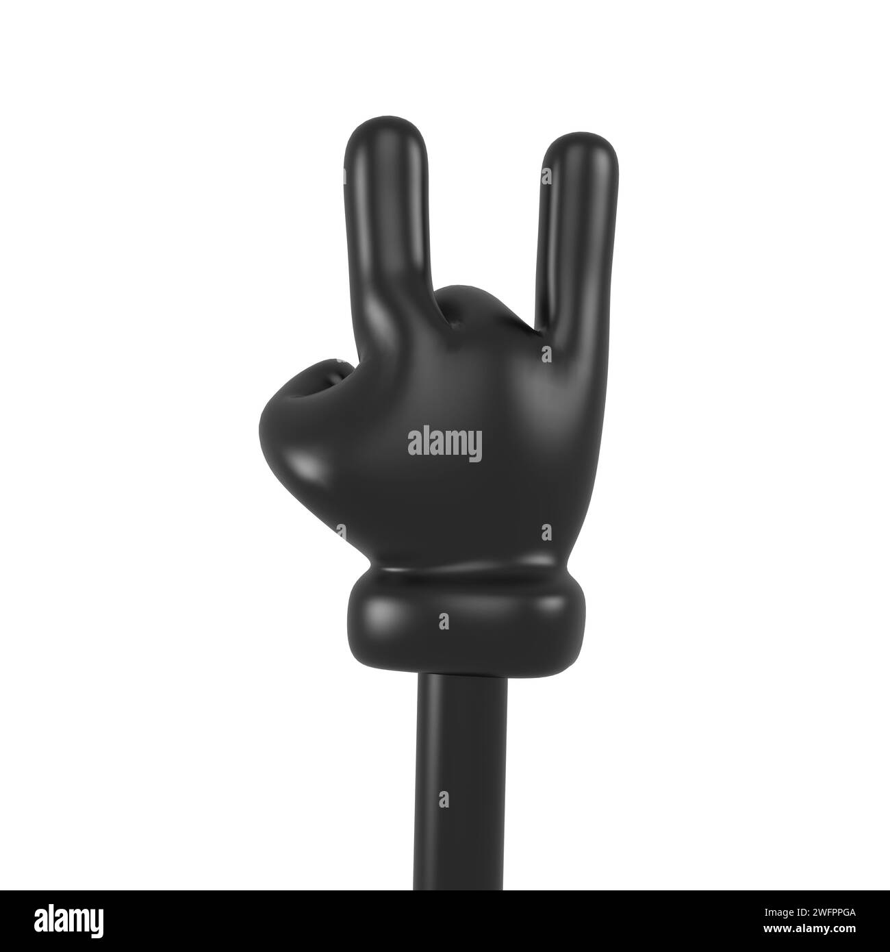 Black cartoon hand shows a goat gesture isolated. Rock or heavy symbol ...