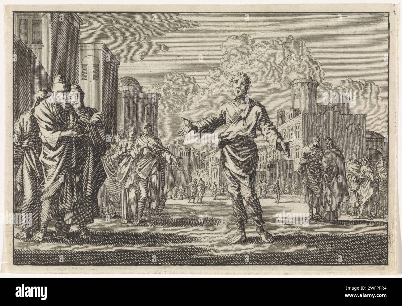 Jesus, Ananus' Son, passes through the streets of Jerusalem, Jan Luyken ...