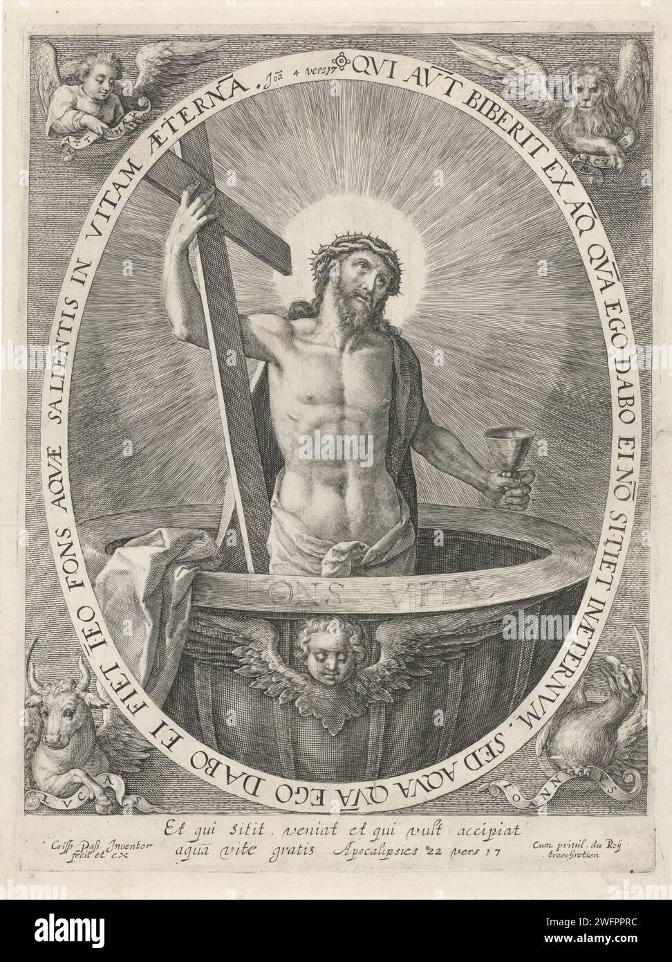 Christ as Fontein of Life (Fons Vitae), Crispijn van de Passe (I), 1574 - 1637 print Christ is ...