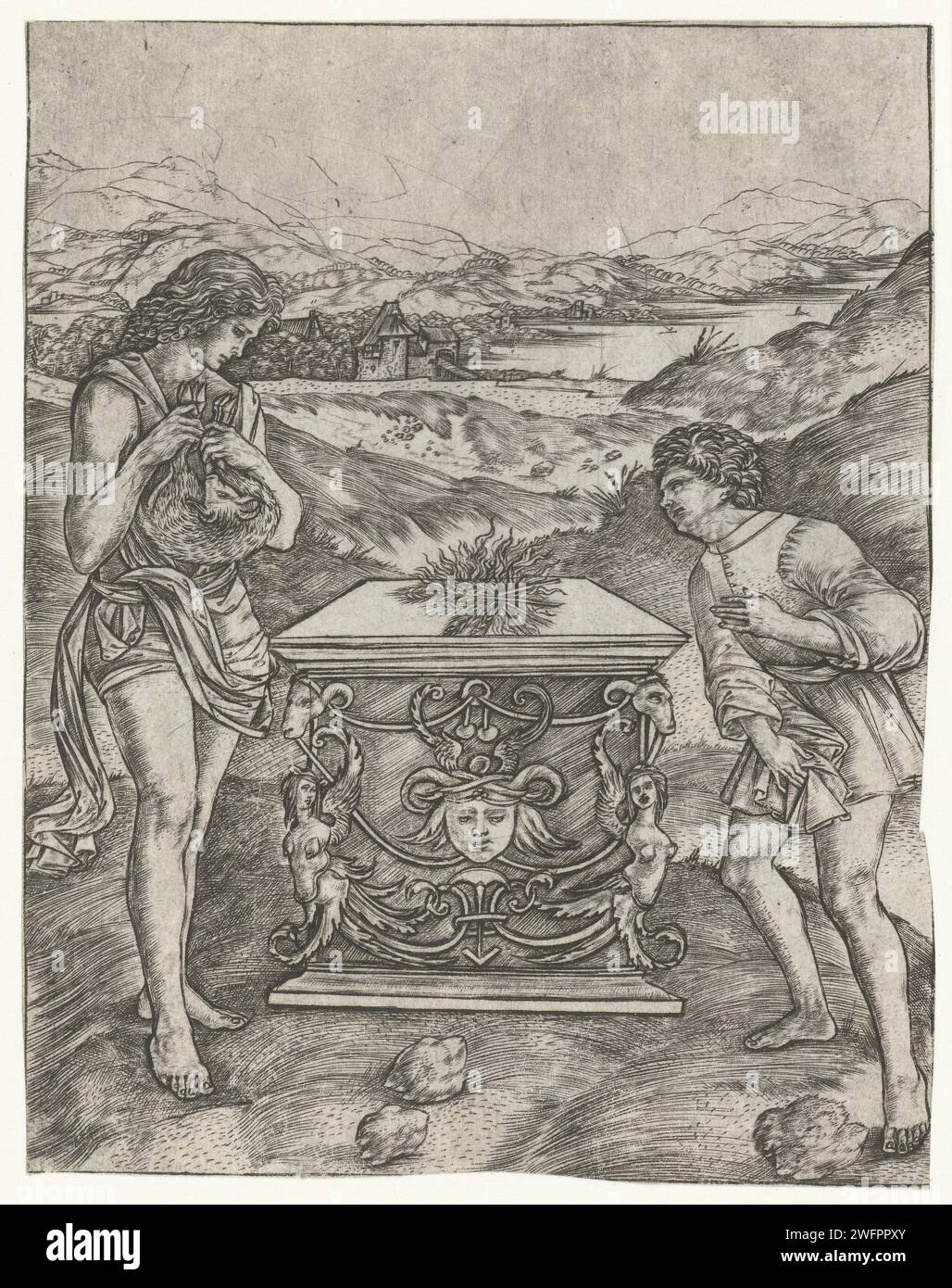 Cain and Abel offered lamb on altar, Christoforo di Michele Robetta ...