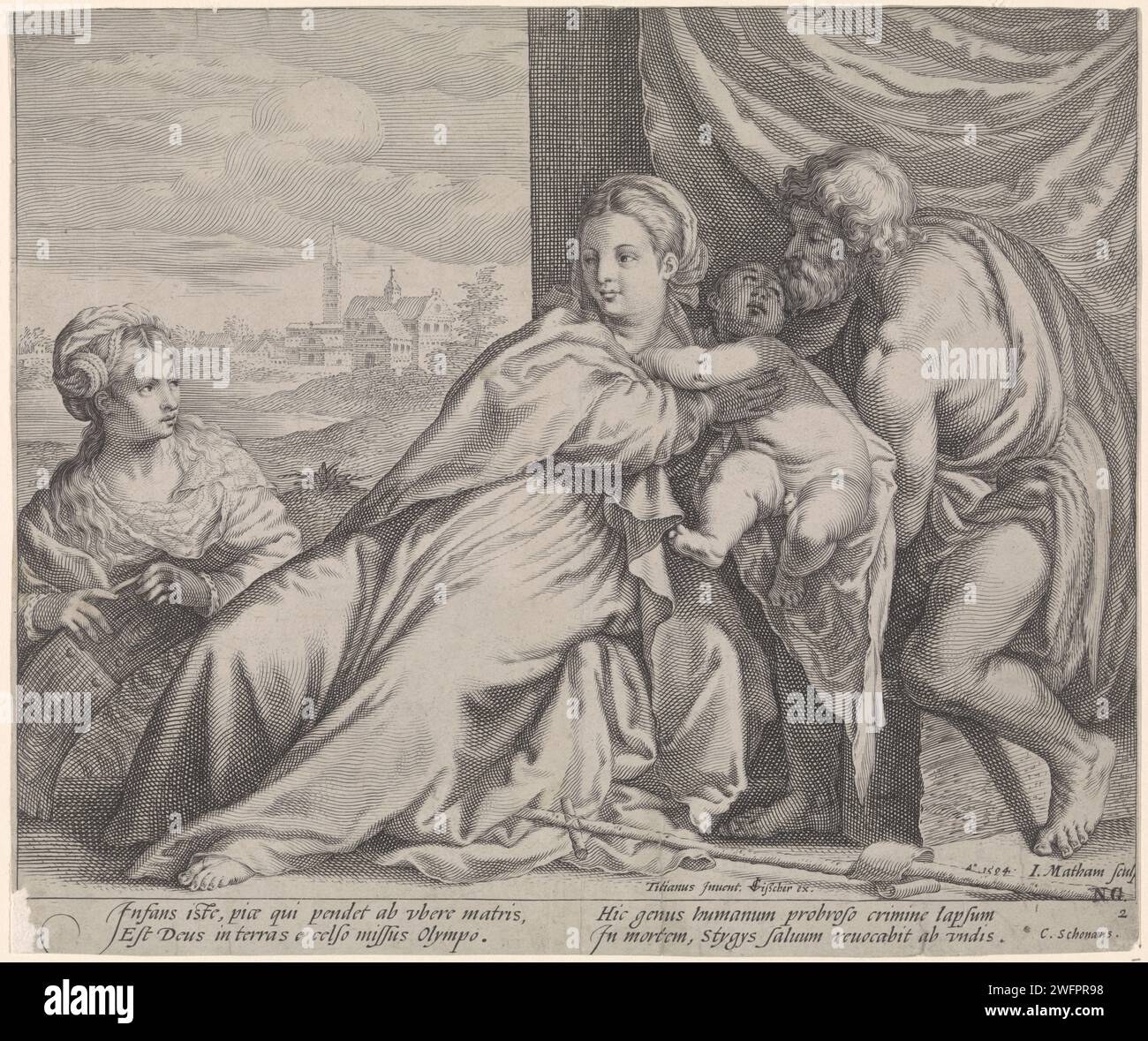 Maria Met Kind, Johannes de Baptist and H. Catharina, Jacob Matham ...