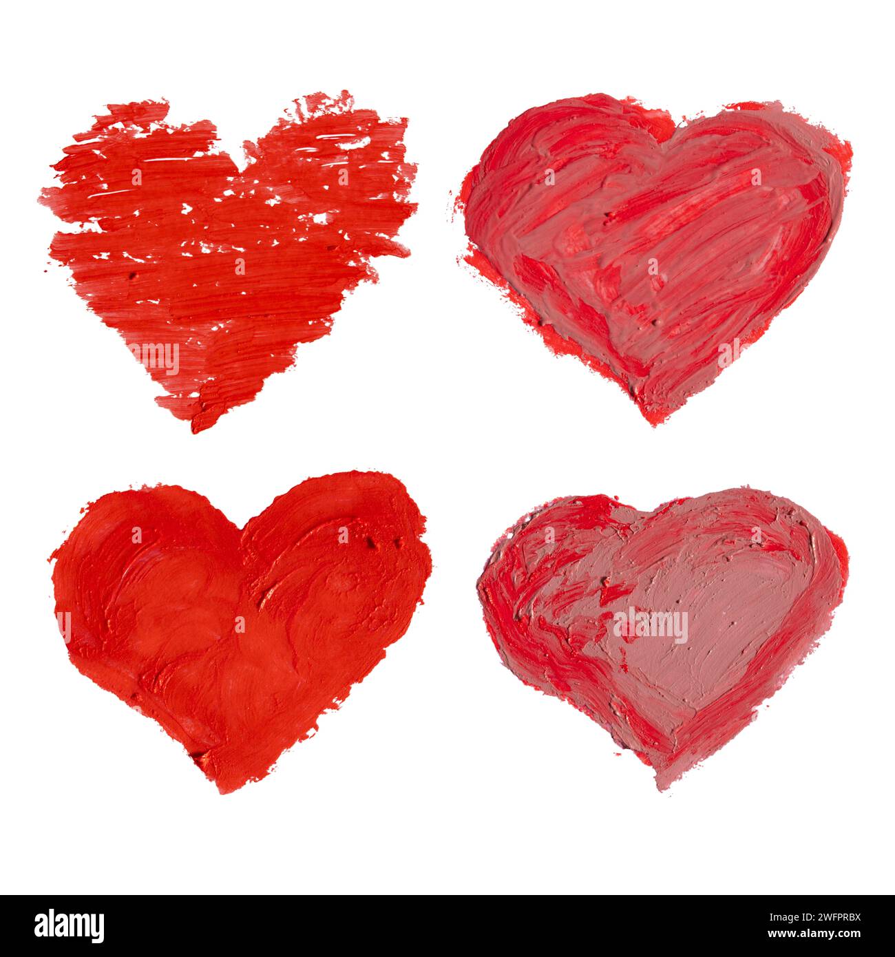 Heart-shaped painted with red lipstick on white background with ...