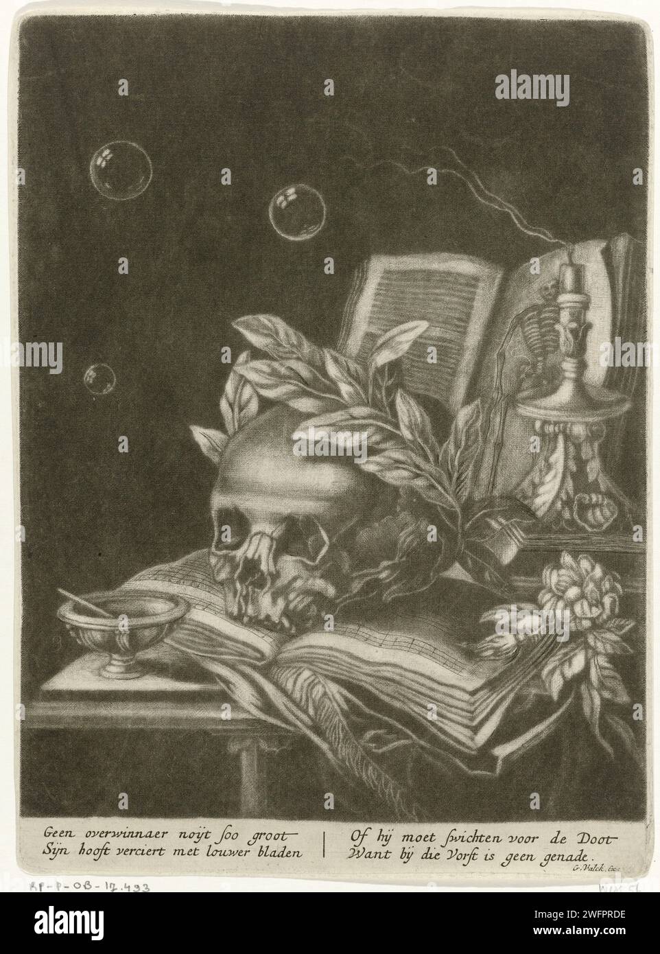 Vanitas Stilleven, Anonymous, 1662 - 1726 print Vanitasstilleven with a ...