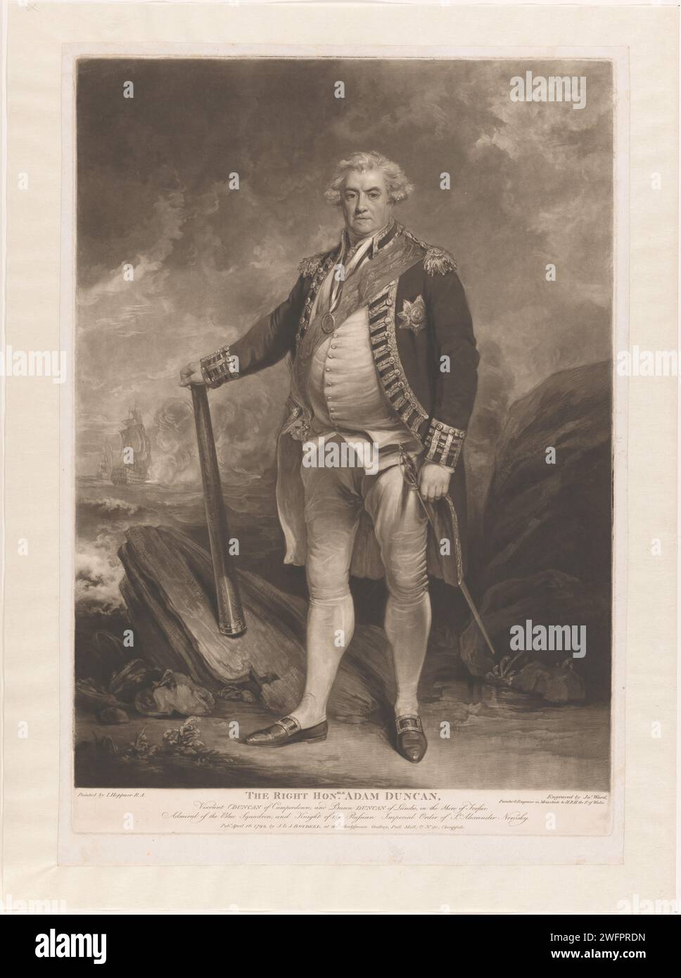 Portret van Adam Duncan, James Ward, after John Hoppner, 1798 print ...