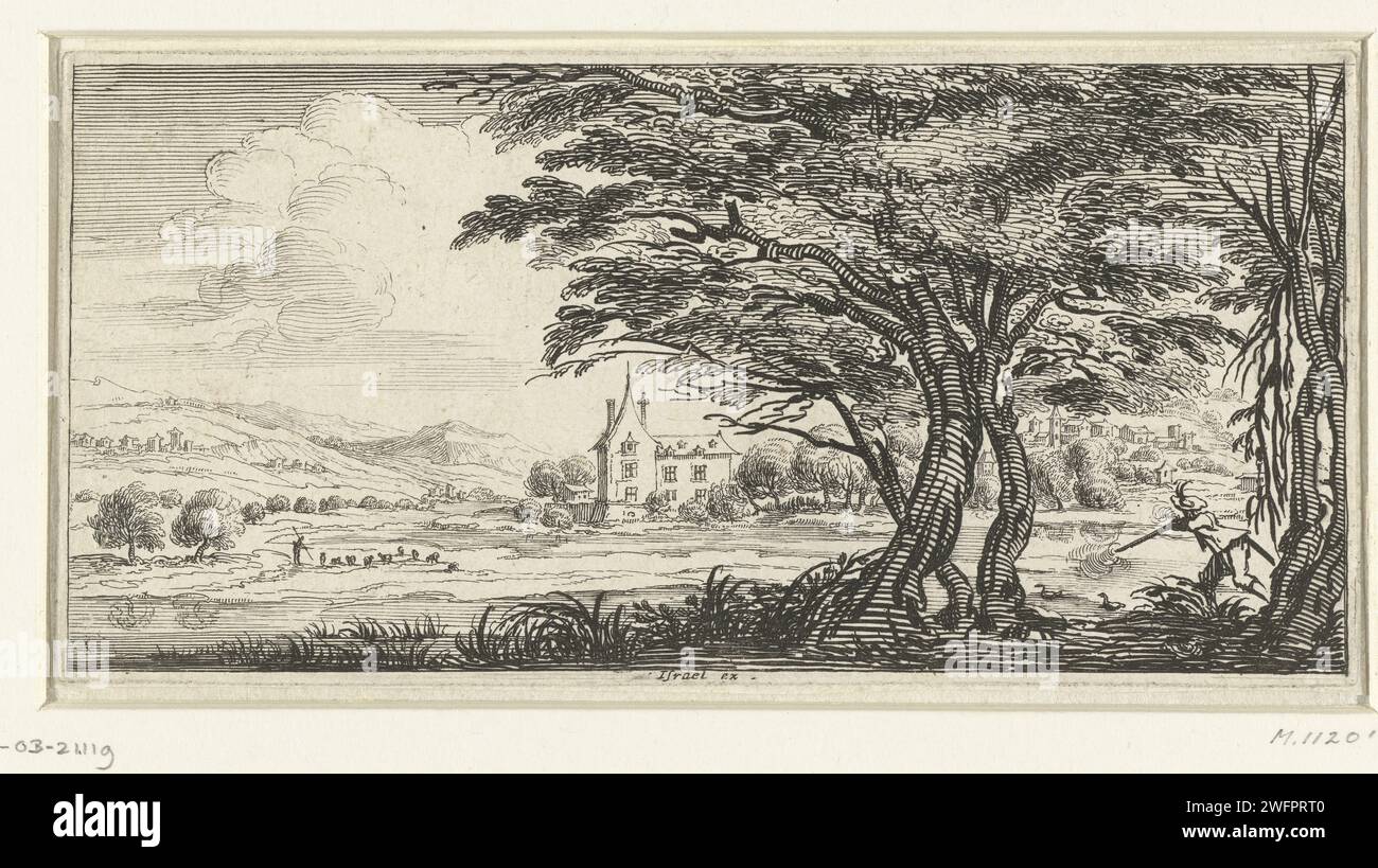 Landscape with a large tree and a hunter, François Collignon (Possible ...