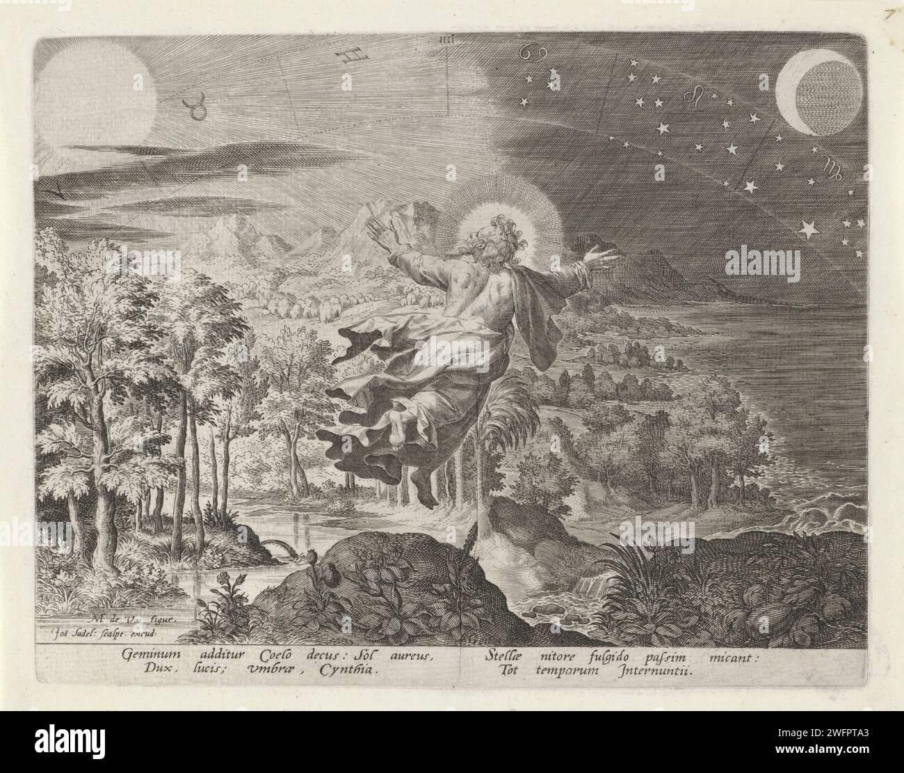 Creation of the sun, the moon and the stars, Johann Sadeler (I), After ...