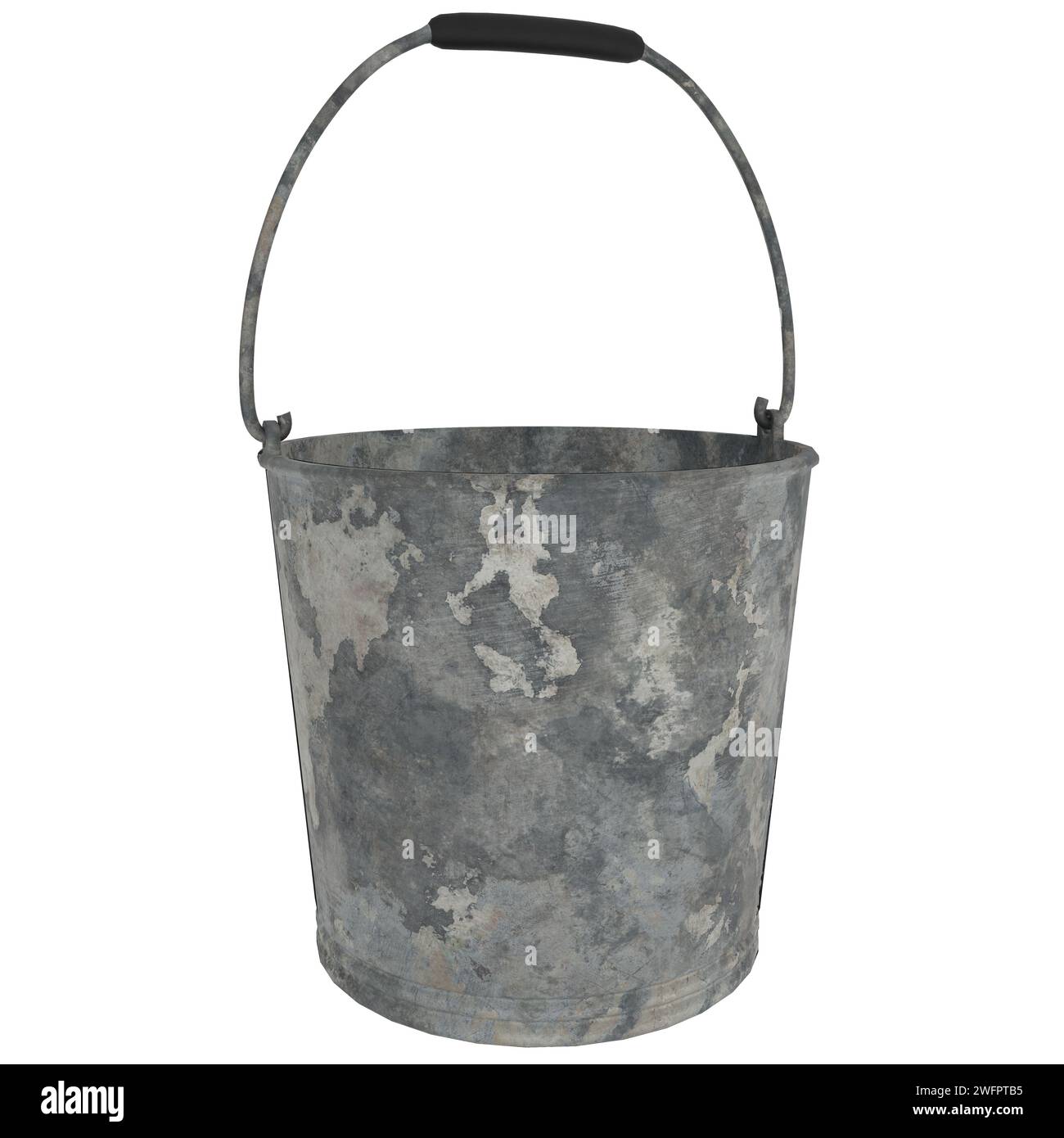 Rusted Paint Bucket isolated on white background. High quality 3d ...