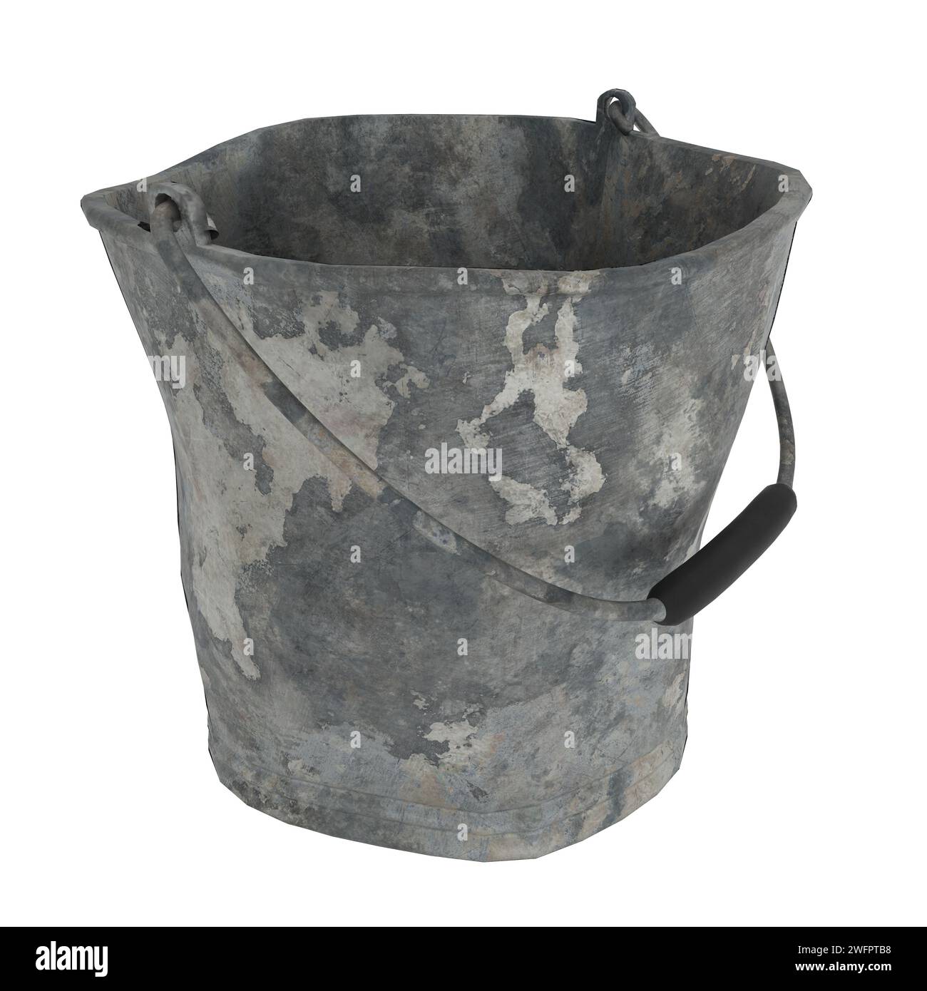 Rusted Paint Bucket isolated on white background. High quality 3d ...