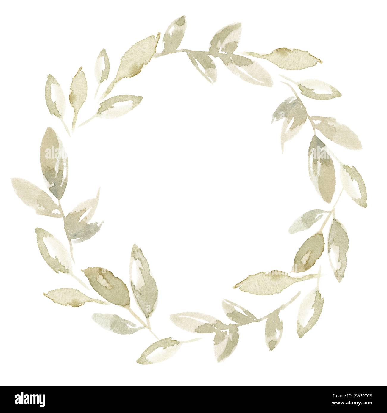 Abstract watercolor floral frame beige Stock Photo - Alamy