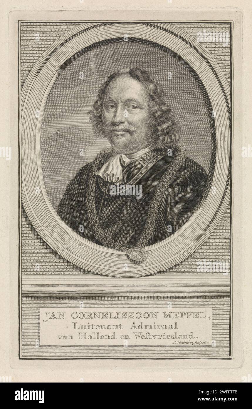 Portrait of Jan Corneliszoon Meppel, Jacob Houbraken, after Christoffel ...