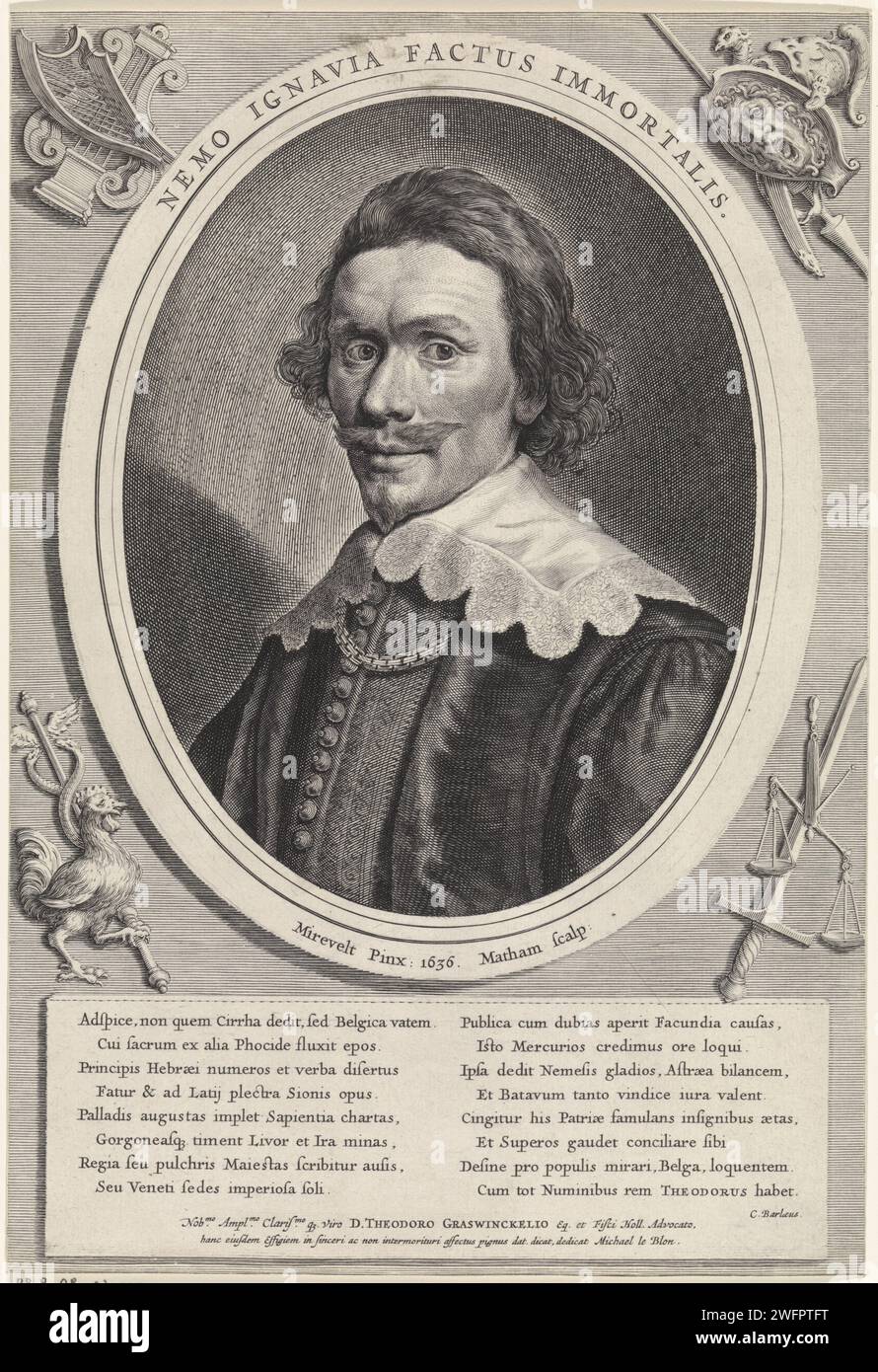 Portrait of Theodorus Johannes Dirk Graswinckel, Theodor Matham, after ...