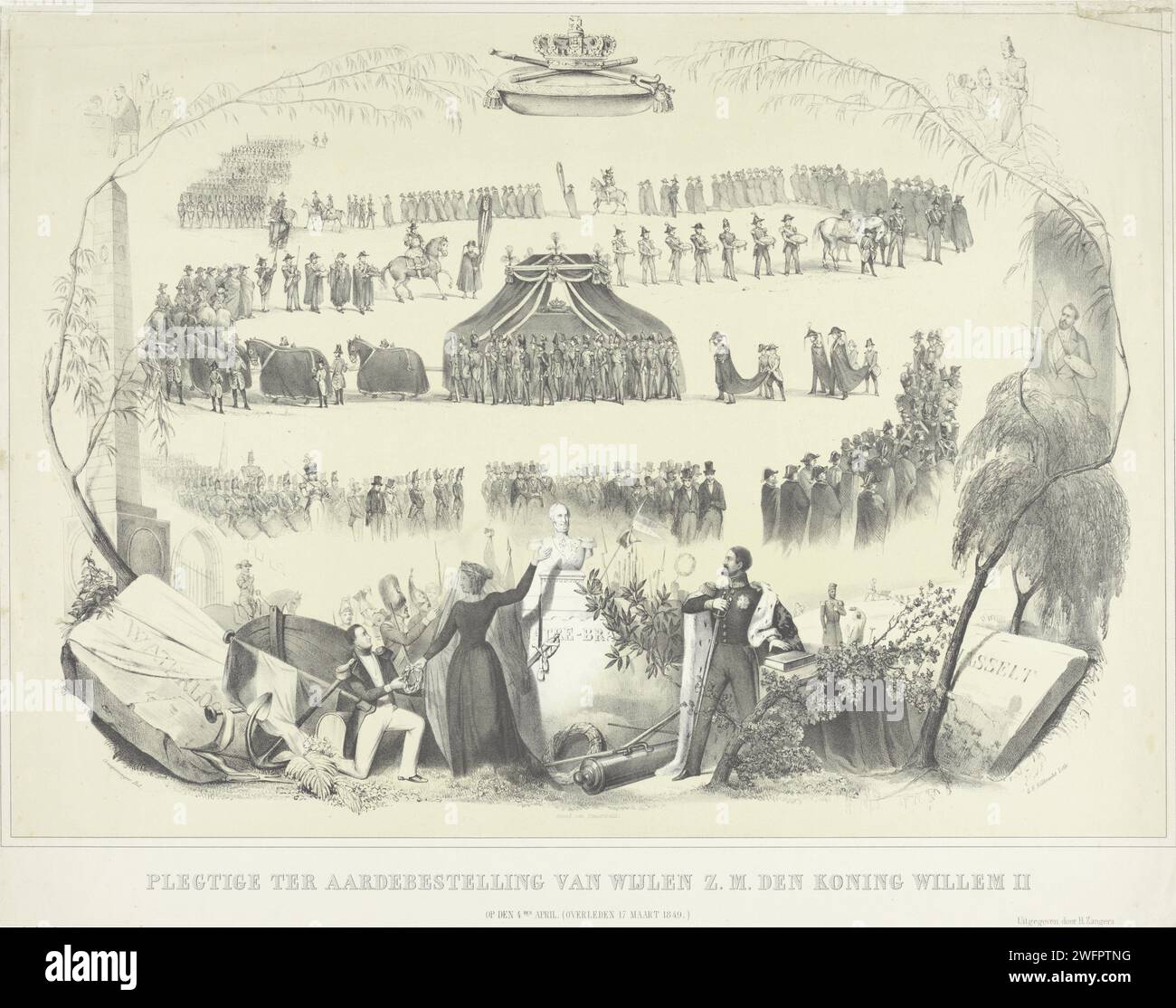 Funeral procession of King Willem II, Gerhardus Fredericus Eilbracht ...
