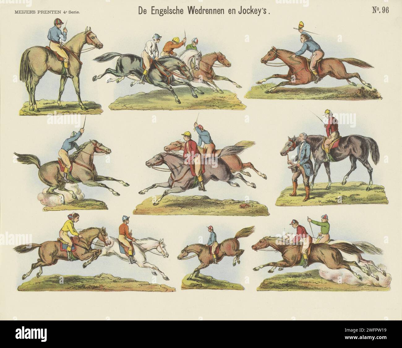 The English Bewing and Jockey's, 1881 print Leaf with 9 performances of ...
