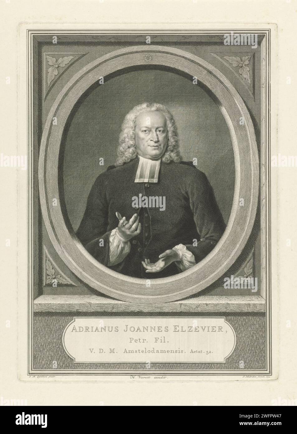 Portrait of Adriaan Johannes Elzevier, Jacob Houbraken, after Jan ...