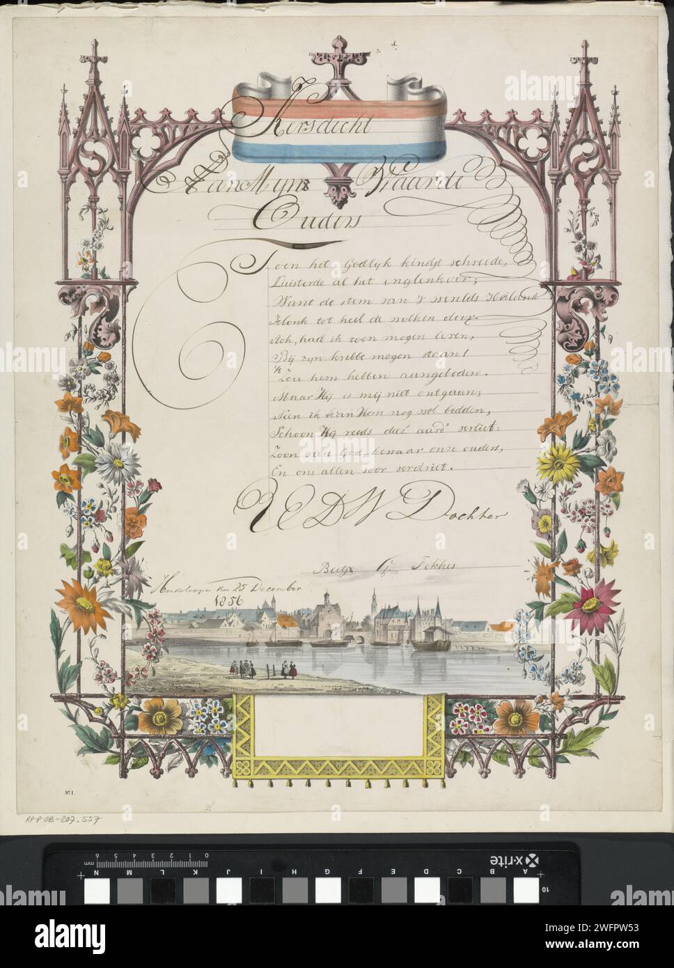 Wish letter with face to Delft, 1856 print Wish letter with described ...