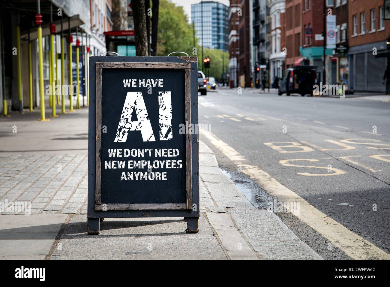 We have AI, we don't need new employees anymore. Foldable advertising ...