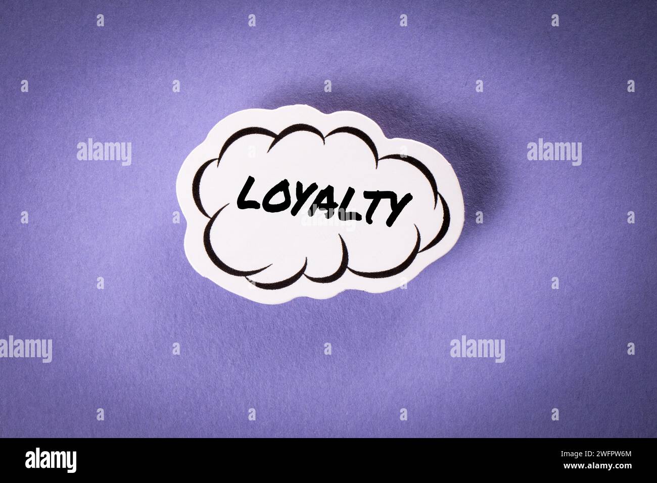 LOYALTY Concept. Speech bubble with text on a purple background Stock ...