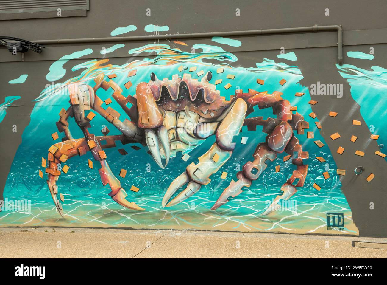 Spider Crab Street Art by TD, Rye, Victoria, Australia Stock Photo - Alamy
