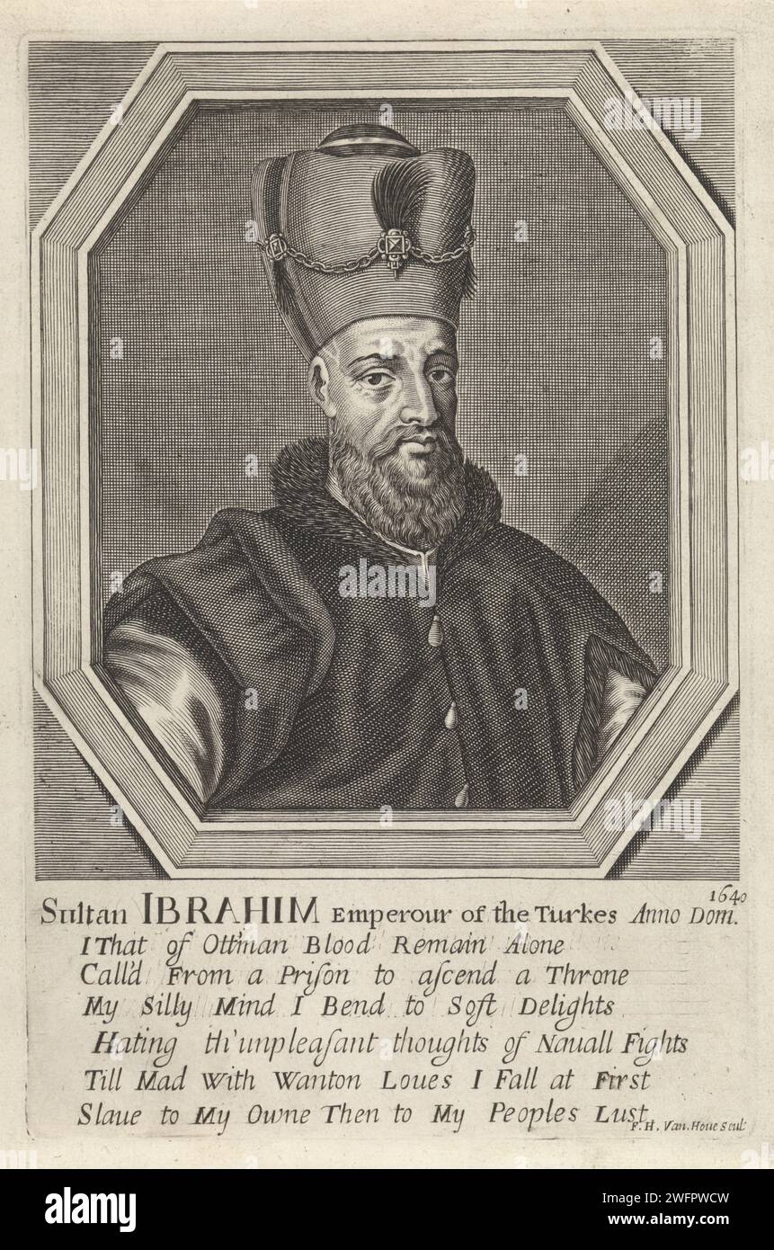 Portret Van Sultan Ibrahim, Frederick Hendrick Van Den Hove, 1640 print ...