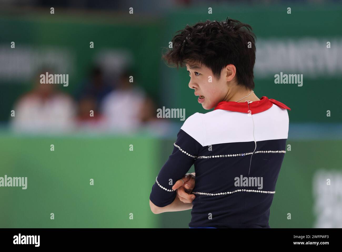 Gangneung, South Korea. 1st Feb, 2024. David Li of Canada performs during the men single skating ...