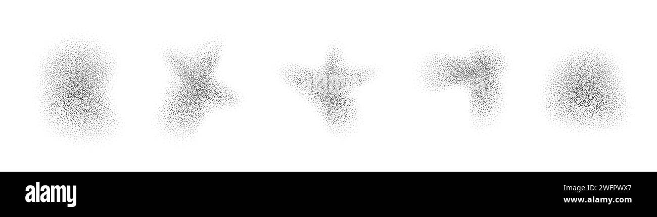 Gradient noise shapes. Grainy textures of liquid forms. Dotted blob ...