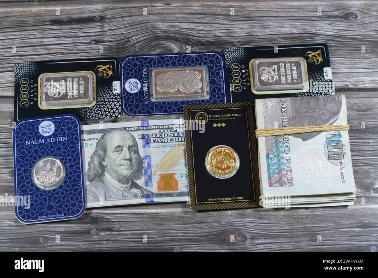 Cairo, Egypt, January 29 2024: USD American dollars cash money, BTC ...