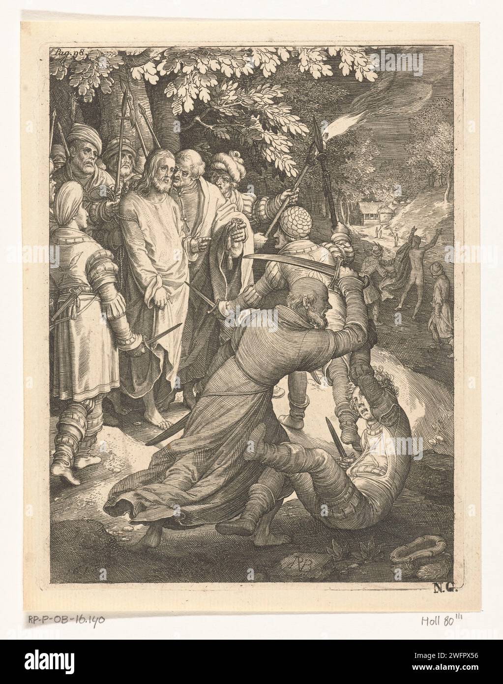 Collection of Christ, Nicolaes de Bruyn, 1618 print Christ is captured ...