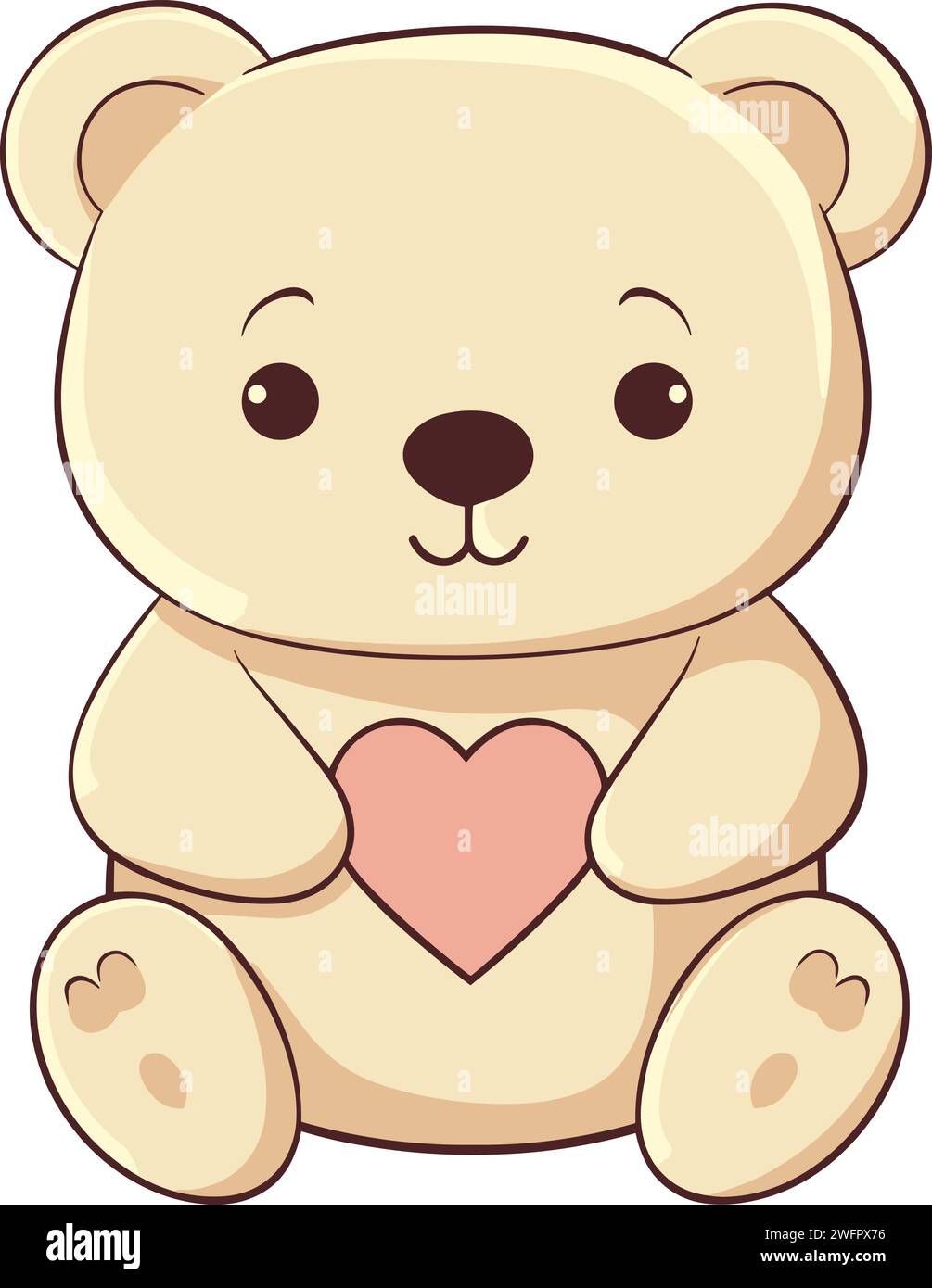 Adorable Cream Teddy Heart Stock Vector Image & Art - Alamy
