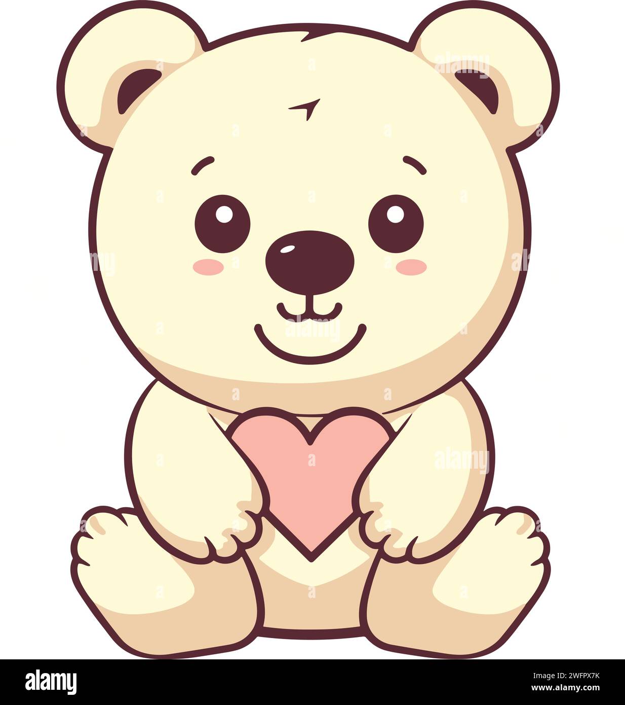 Cuddly Teddy Bear with Heart Stock Vector Image & Art - Alamy
