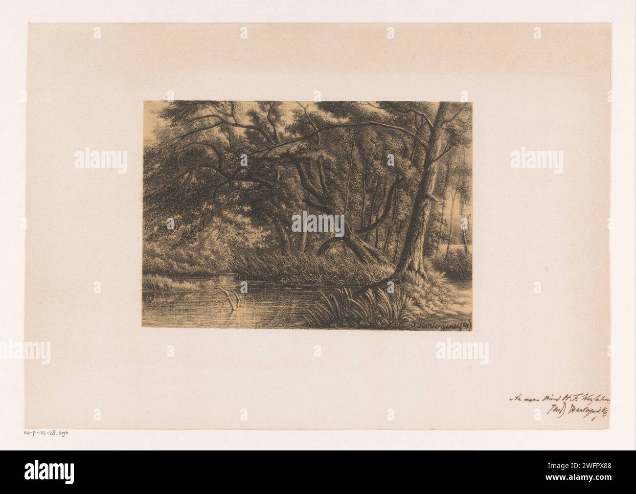 Bos landscape with Ven, Joseph Hartogensis, 1832 - 1865 print paper ...