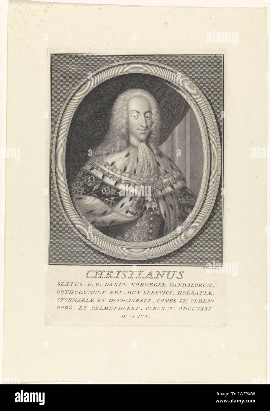 Portrait of Christiaan VI van Denmark, Bernard Picart, 1733 print ...