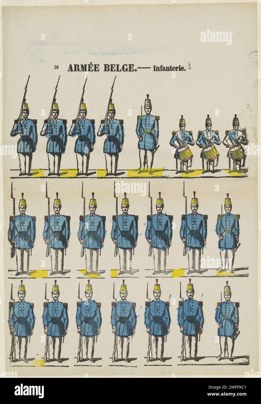 Belgian army / infantry, 1827 - 1894 print Leaf with 22 performances of ...