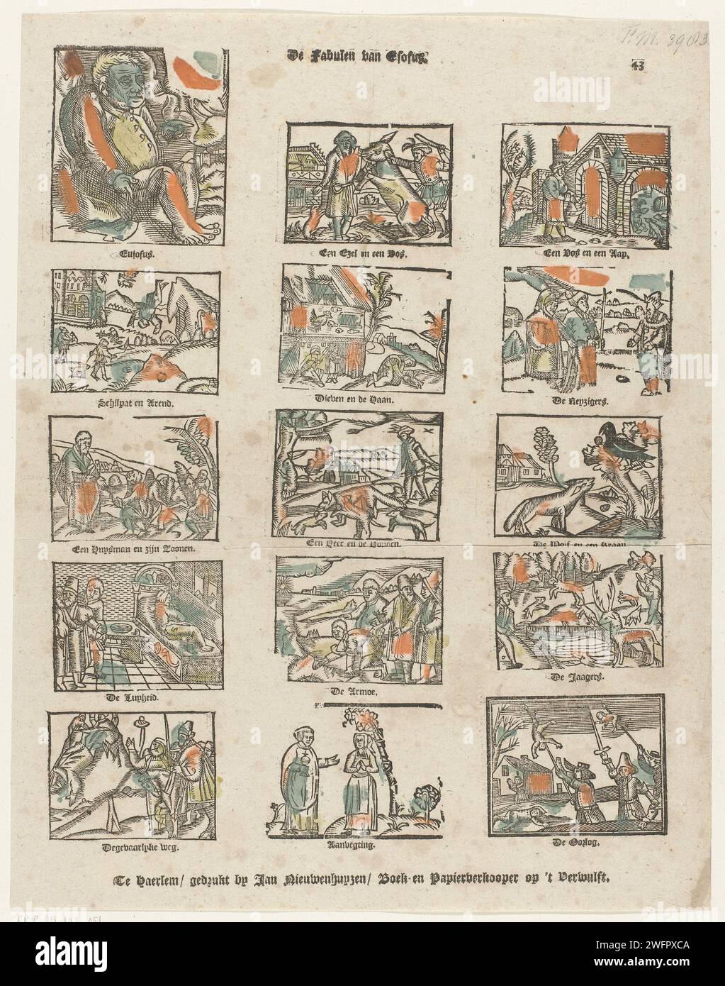 The Fabules of Esofus, 1743 - 1758 print Leaf with 15 performances with ...